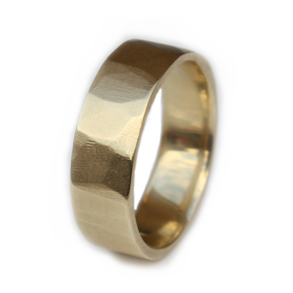 9ct Gold Mens Wedding Ring Subtle facet texture – Jenna Love Design